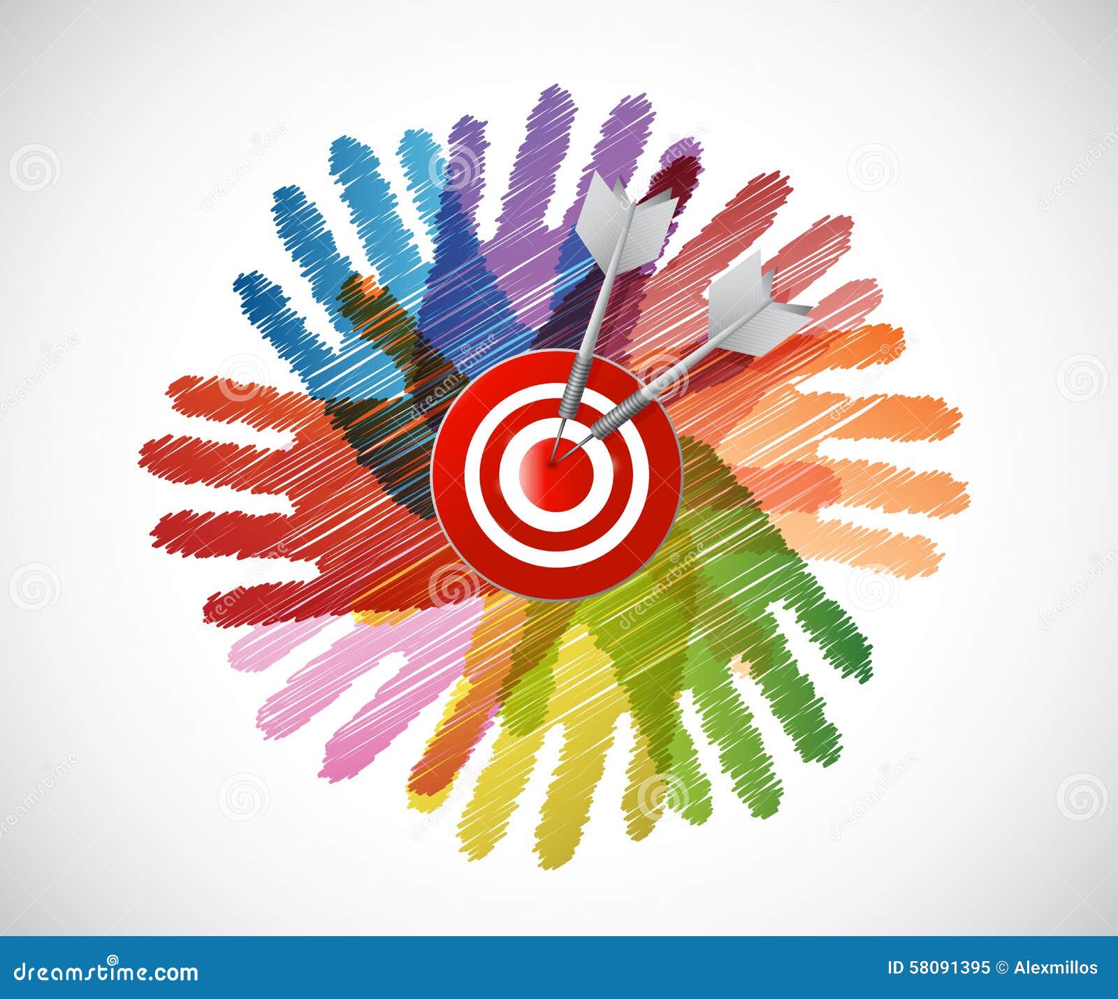 Target Over Diversity Hands Circle Illustration Stock Illustration ...