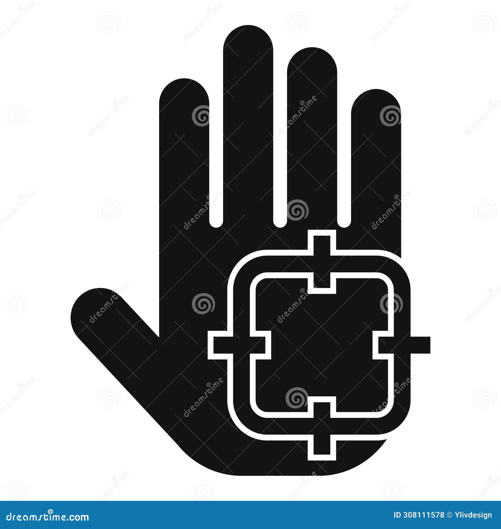 Target Palm Scanning Icon Simple Vector. Security Smart Bio Stock ...