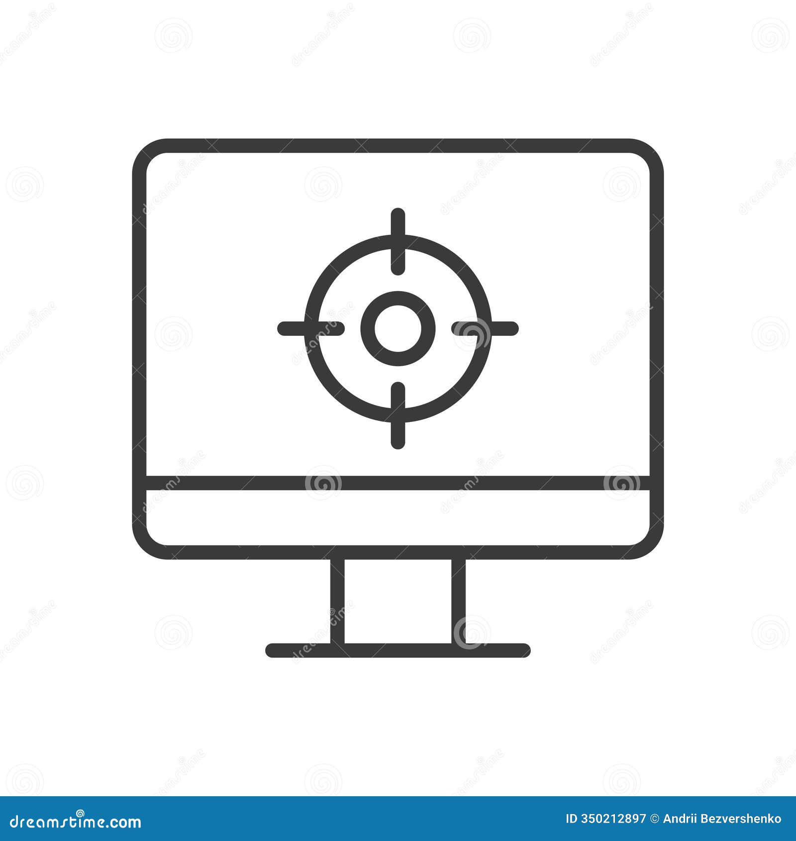 Target on PC, Icon in Line Design. Target, PC, Focus, Goal, Aim ...