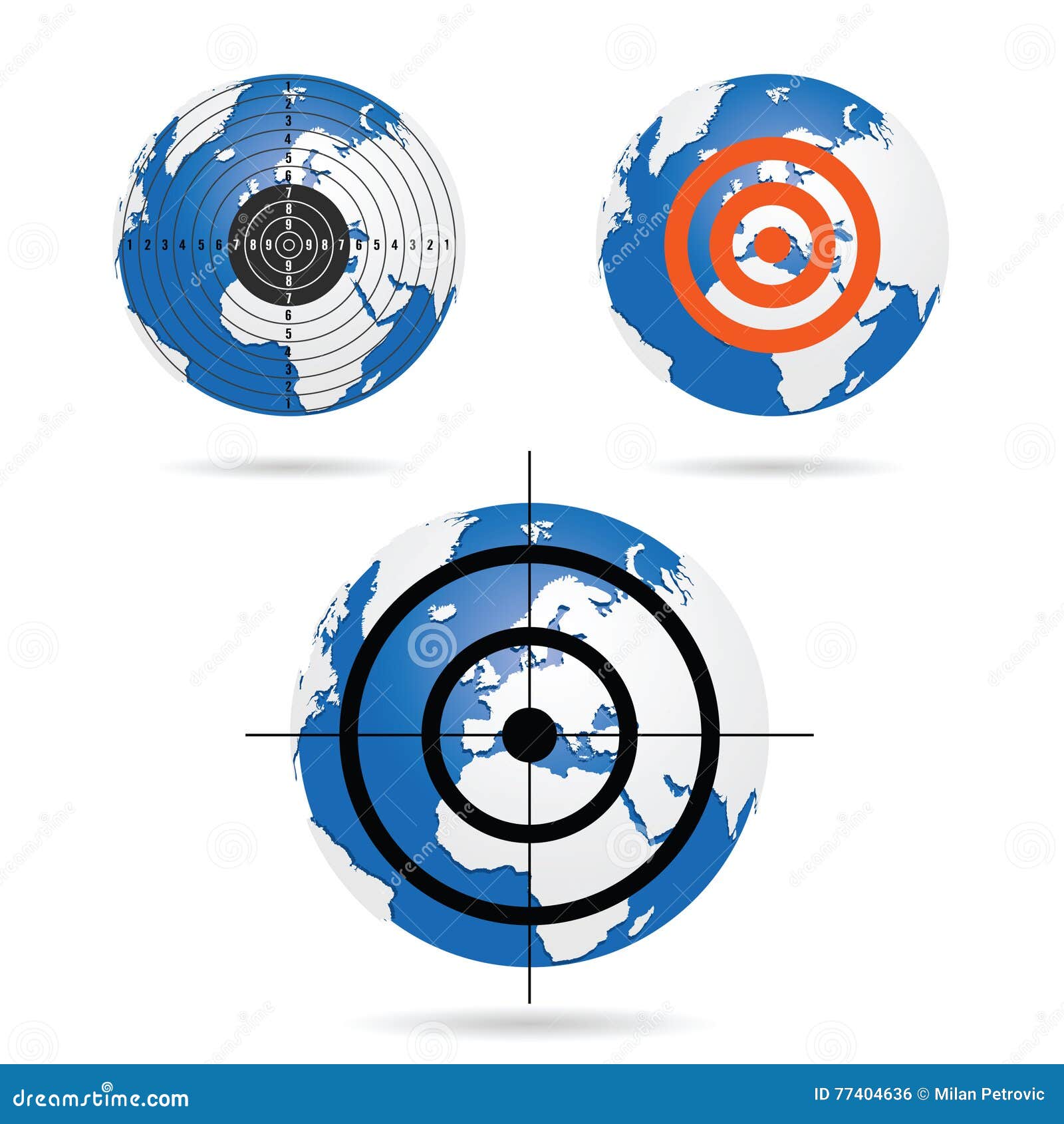 Target on Planet Earth Illustration in Colorful Stock Vector ...