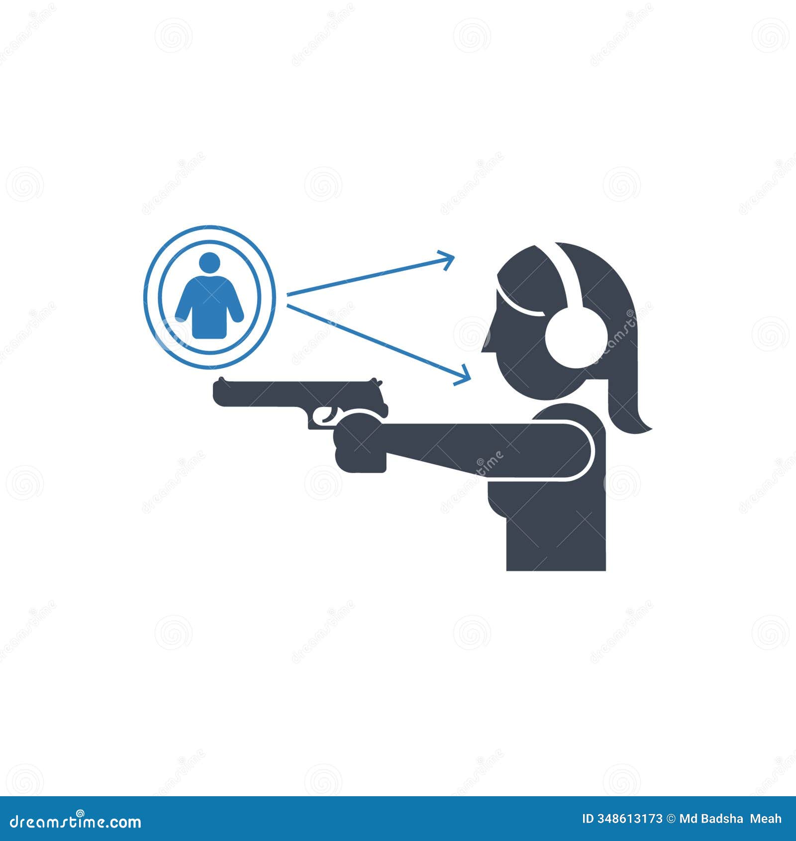 Target Practice Line And Glyph Icon. Aim And Bullets Vector ...