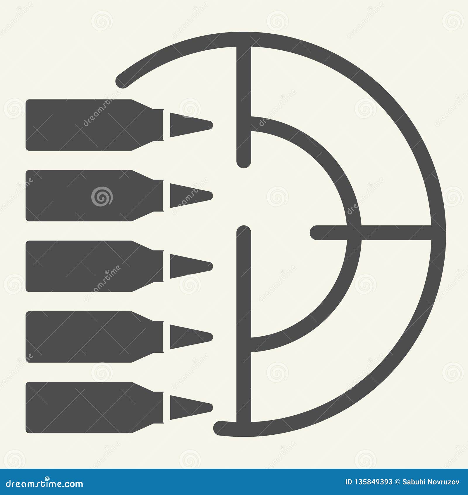 Target Practice Solid Icon. Aim and Bullets Vector Illustration ...