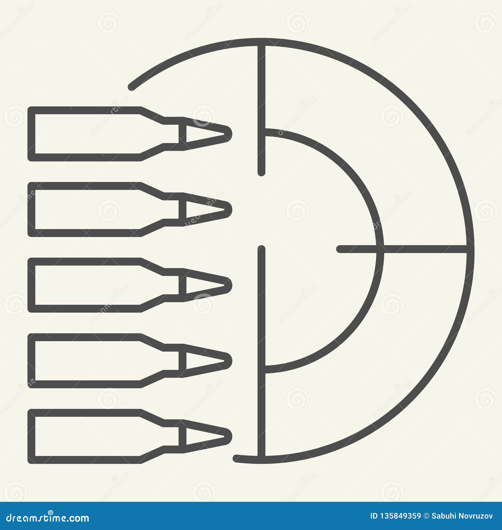 Target Practice Thin Line Icon. Aim and Bullets Vector Illustration ...