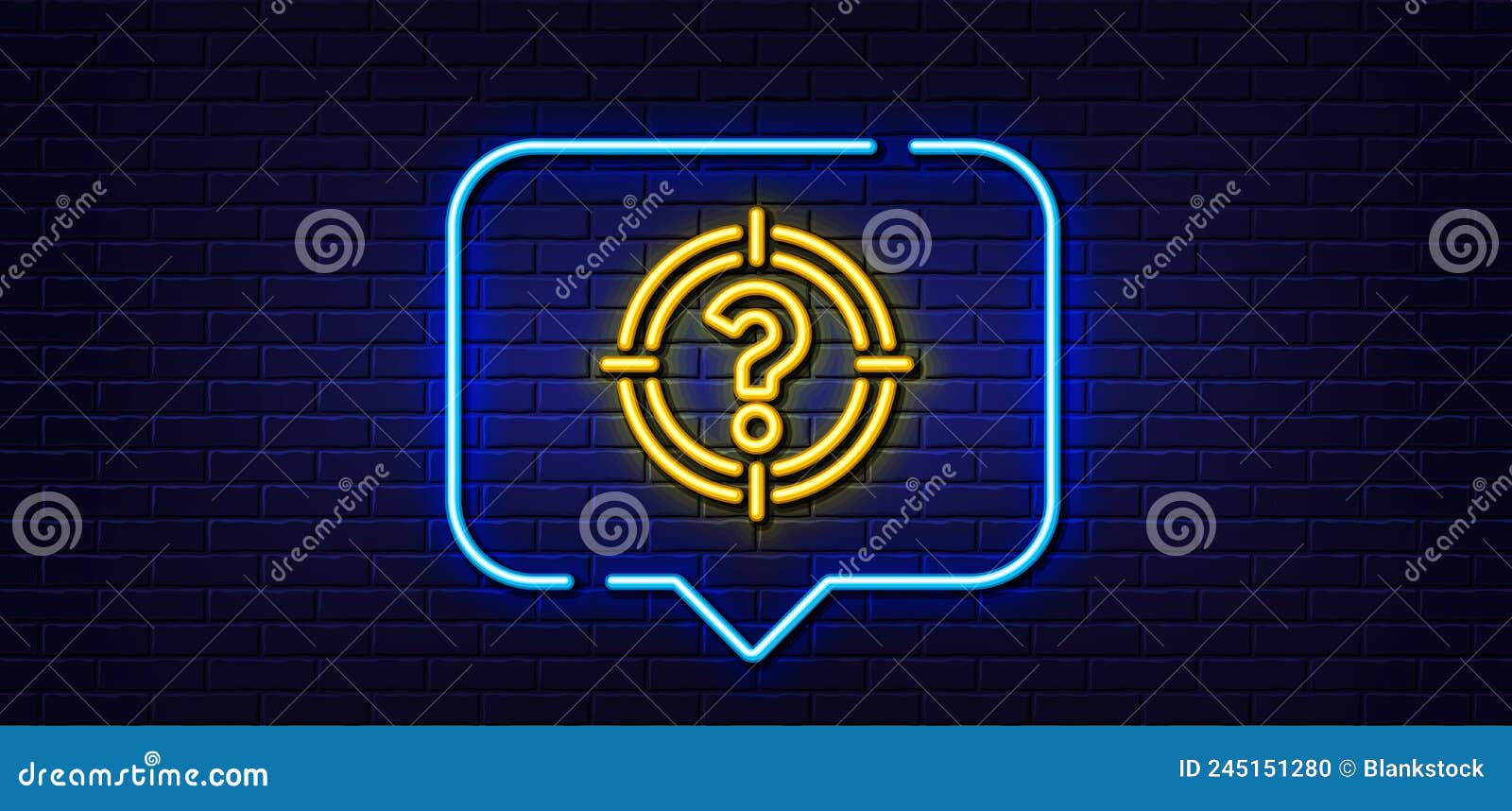 Target with Question Mark Line Icon. Neon Light Speech Bubble. Vector ...