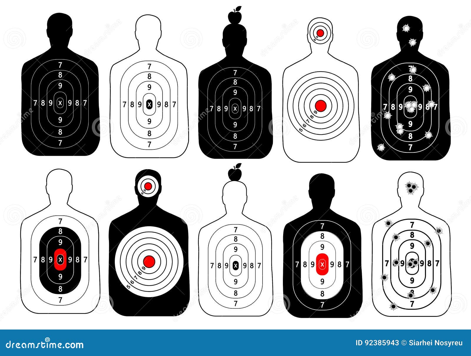 Target Range Shoot Human Vector Set. Stock Vector - Illustration of ...