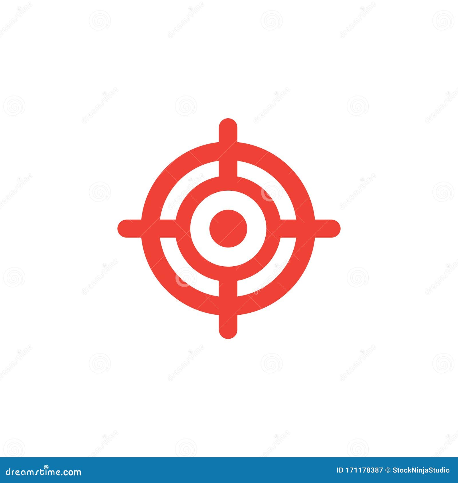 Target Red Icon on White Background. Red Flat Style Vector Illustration ...