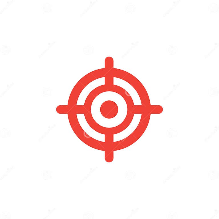 Target Red Icon on White Background. Red Flat Style Vector Illustration ...