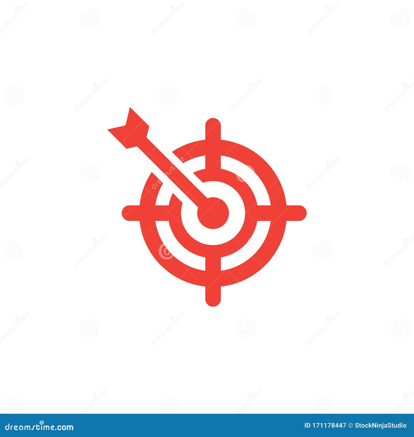 Target Red Icon on White Background. Red Flat Style Vector Illustration ...