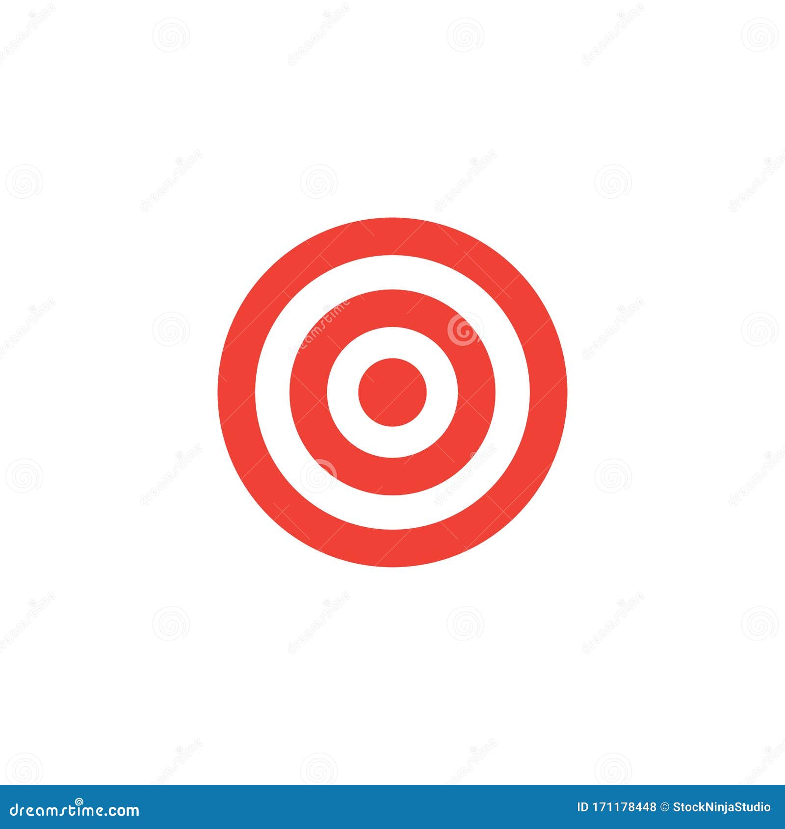 Target Red Icon on White Background. Red Flat Style Vector Illustration ...