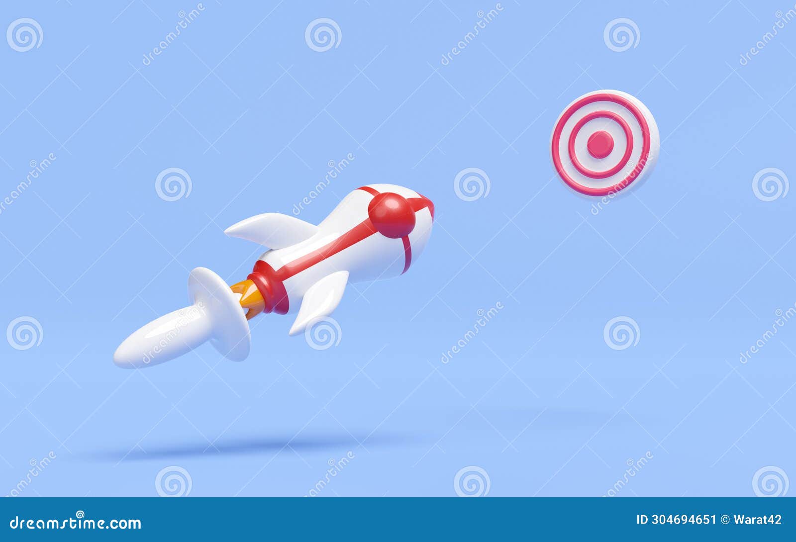 Target with Rocket. Business Strategy Concept, 3d Render Illustration ...