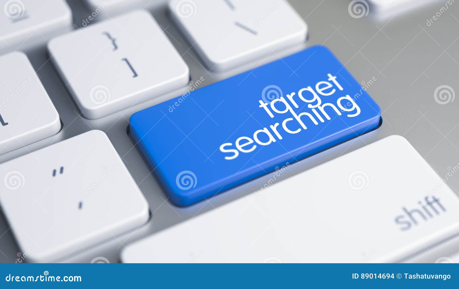 Target Searching - Text on the Blue Keyboard Keypad. 3D. Stock Photo ...