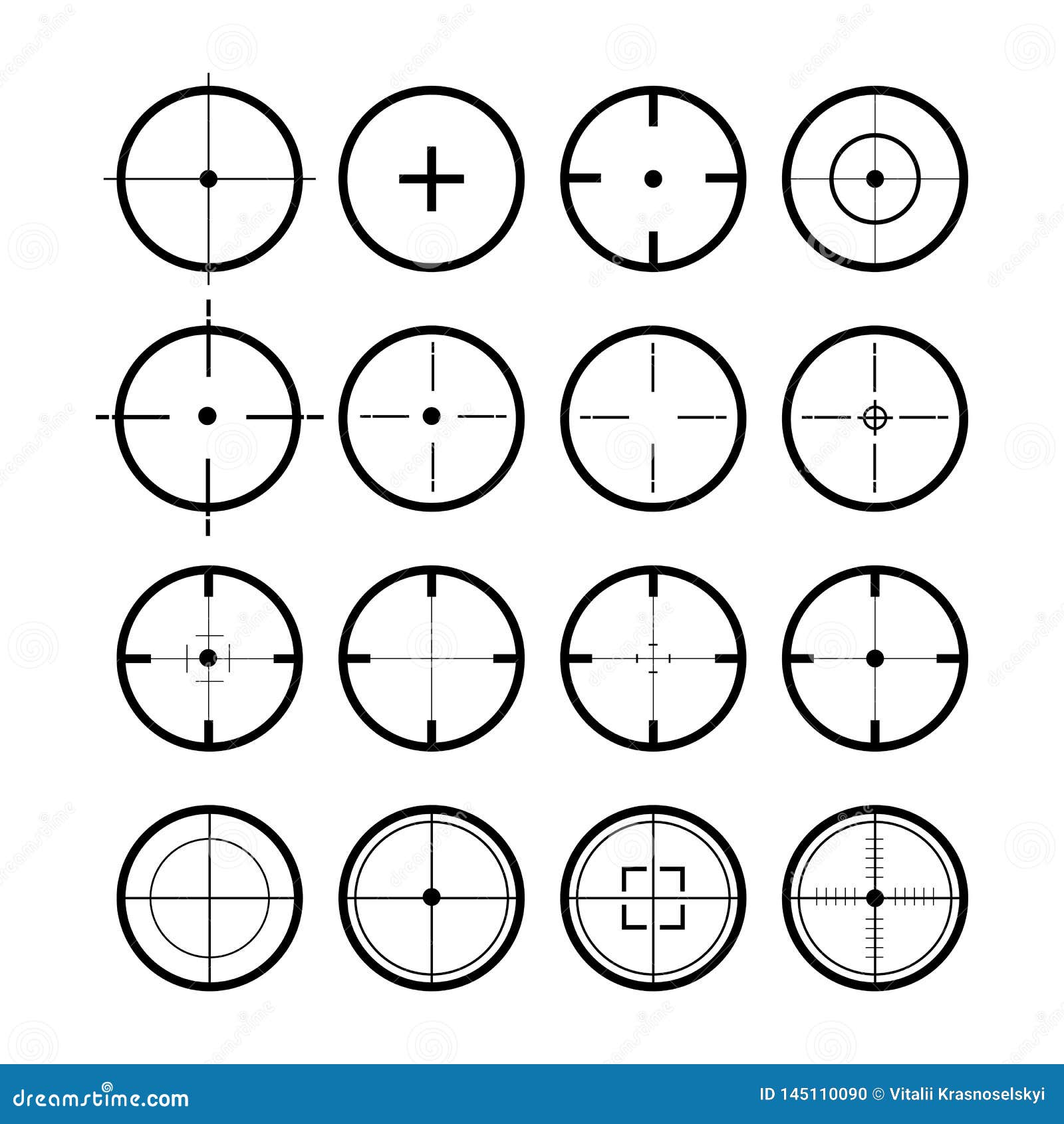 Target Set. Sight Symbol Black Colored. Set of 16 Sight Stock Vector ...