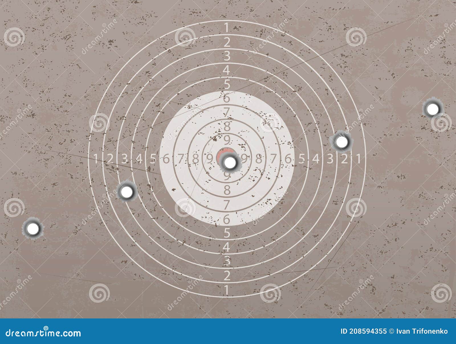 Target in a Shooting Range with Bullet Holes Stock Vector ...