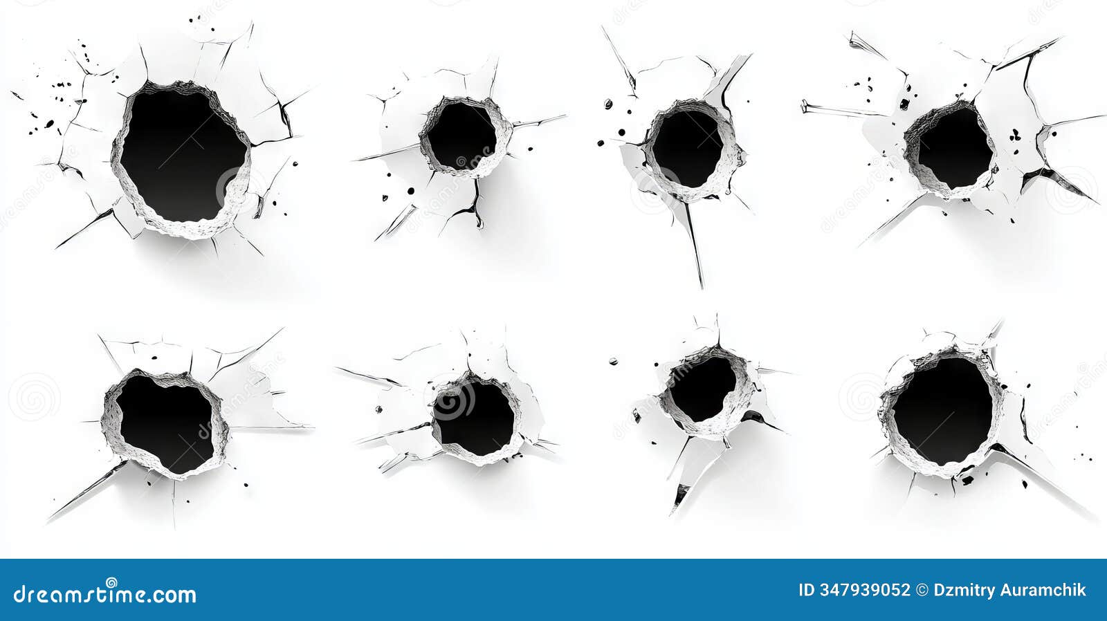 Target Shooting Silhouettes Featuring Gun Pistols And Bullet Holes Are Ripped And Cracked