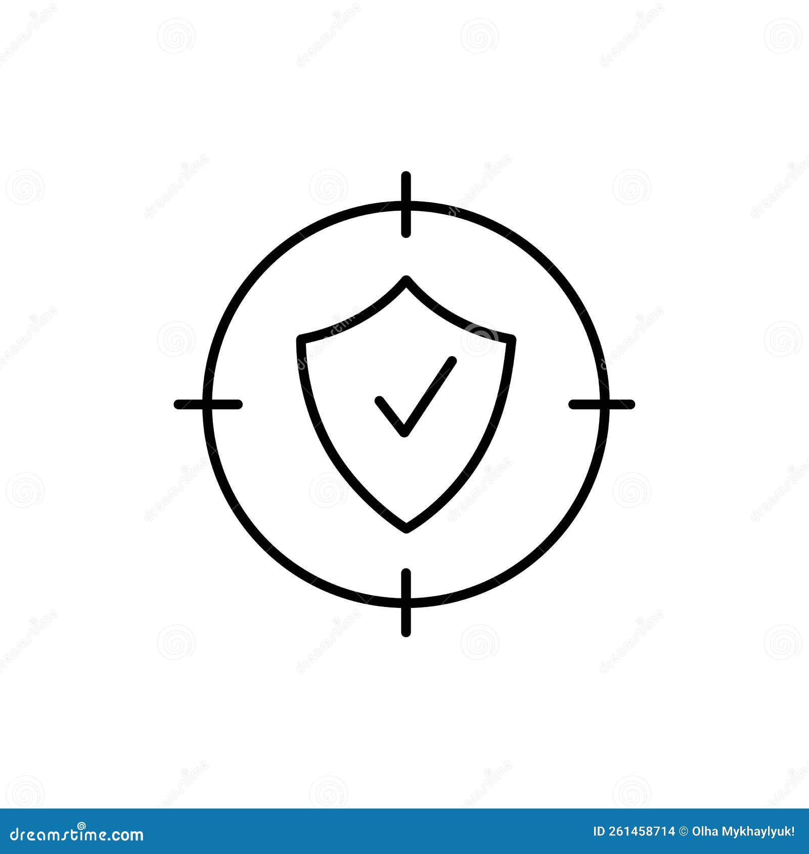 Target Sign and Check Mark. Vector Linear Icon Isolated on White ...