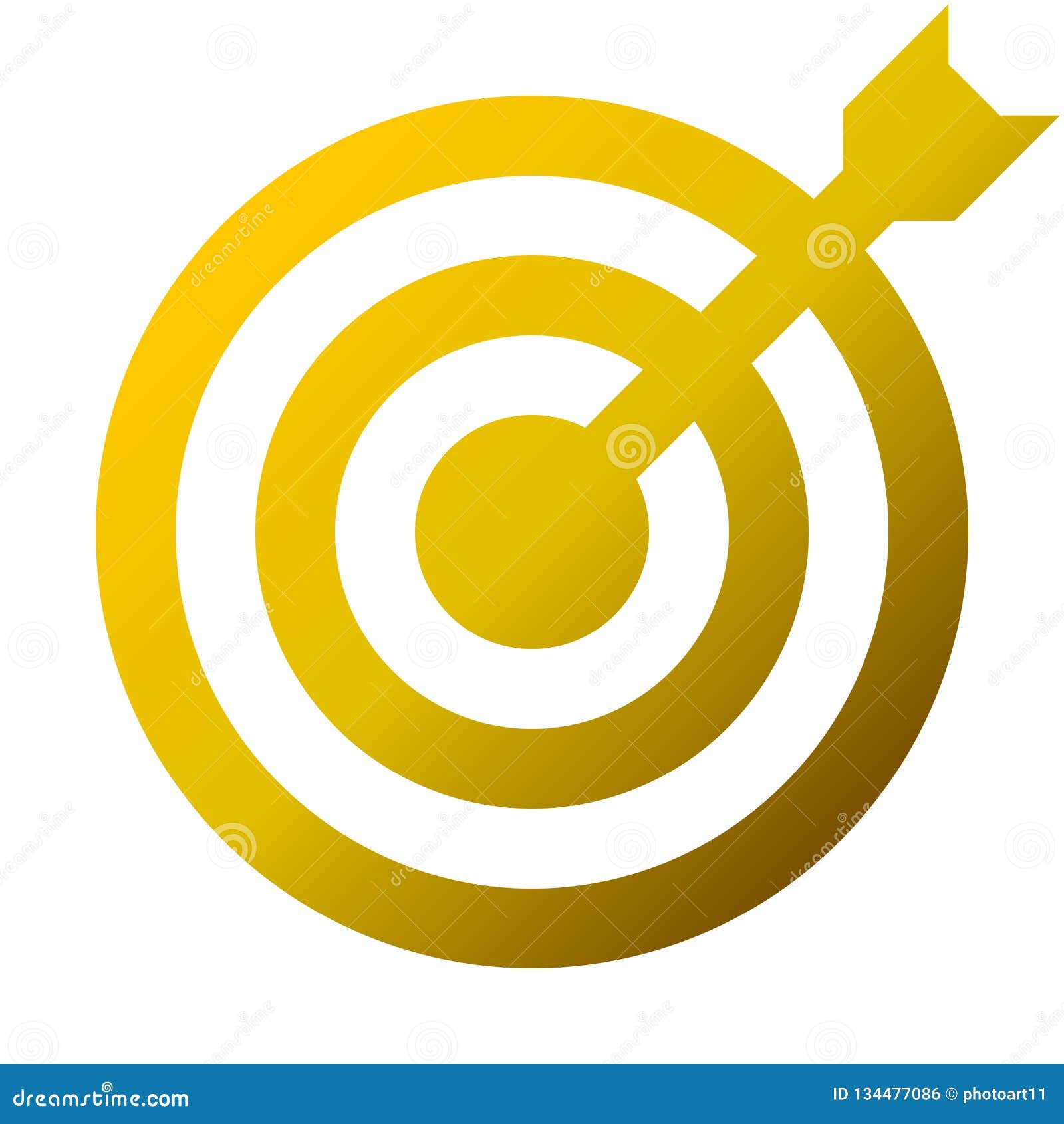 Target Sign - Golden Gradient Transparent with Dart, Isolated - Vector ...