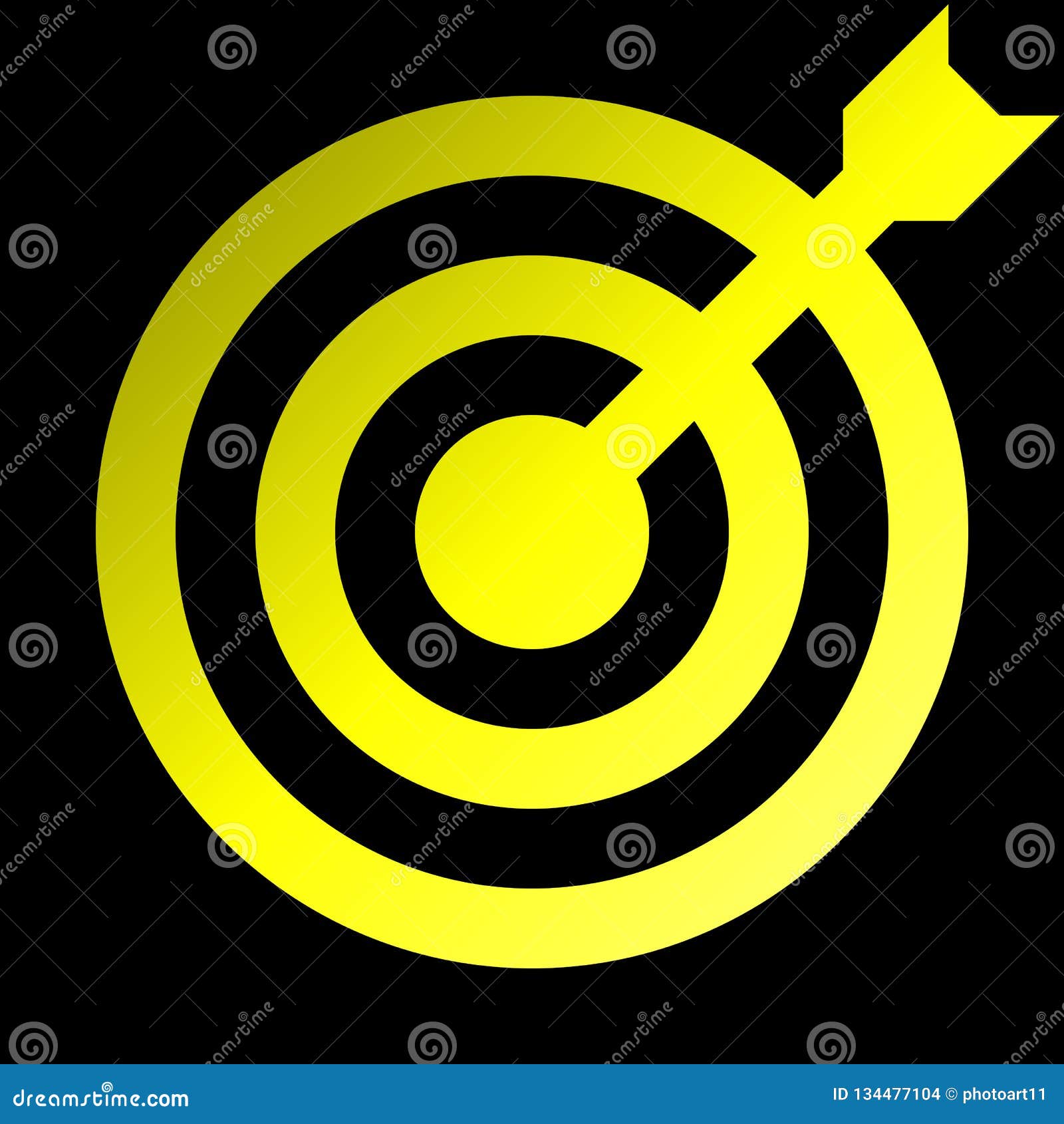 Target Sign - Yellow Gradient Transparent with Dart, Isolated - Vector ...