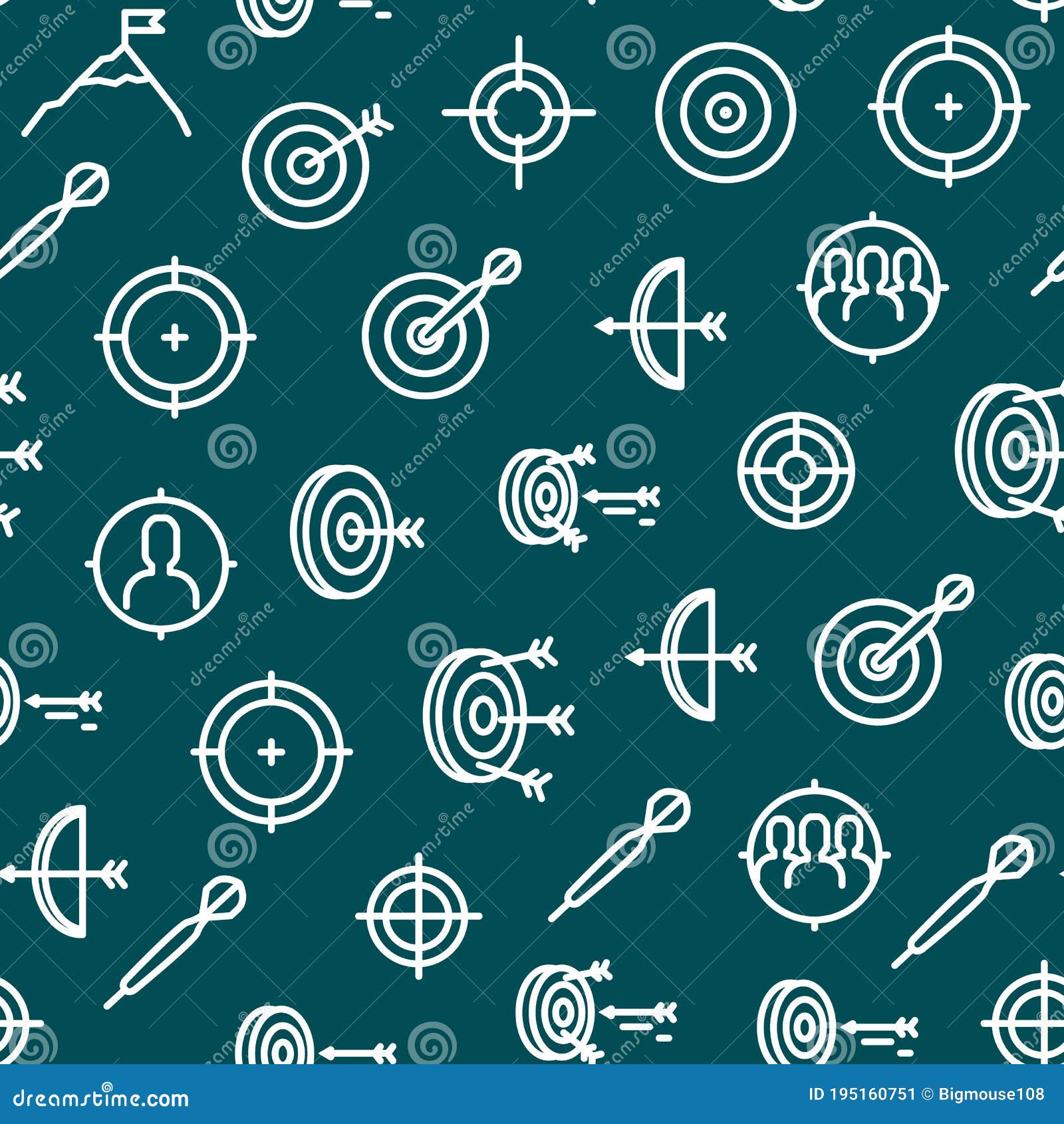 Target Signs Thin Line Concept Seamless Pattern Background. Vector ...