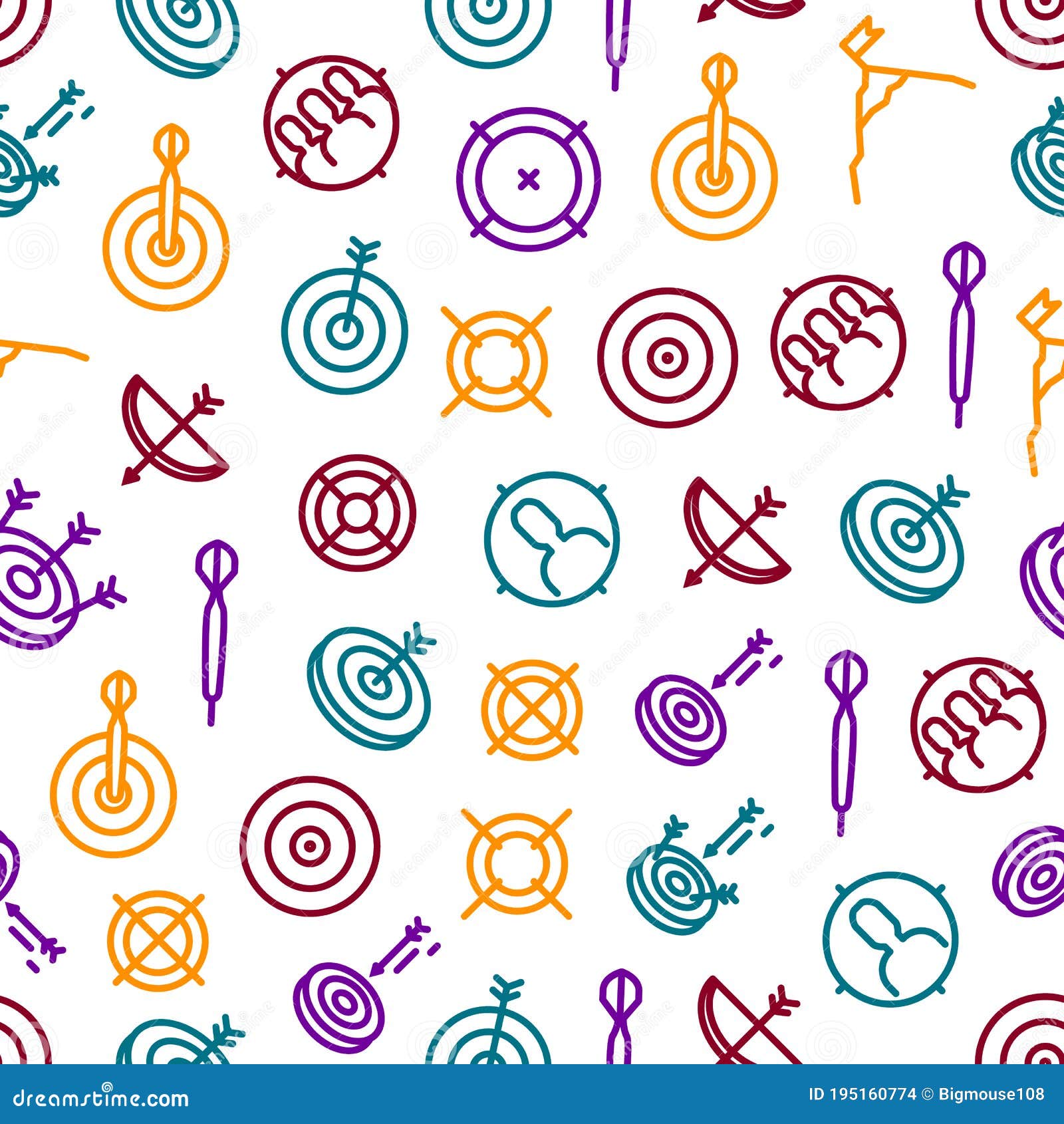 Target Signs Thin Line Concept Seamless Pattern Background. Vector ...