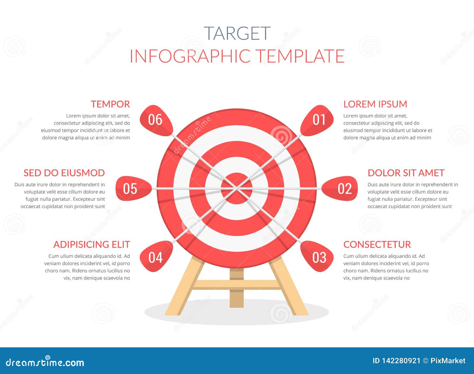 Target with Six Arrows stock vector. Illustration of flat - 142280921