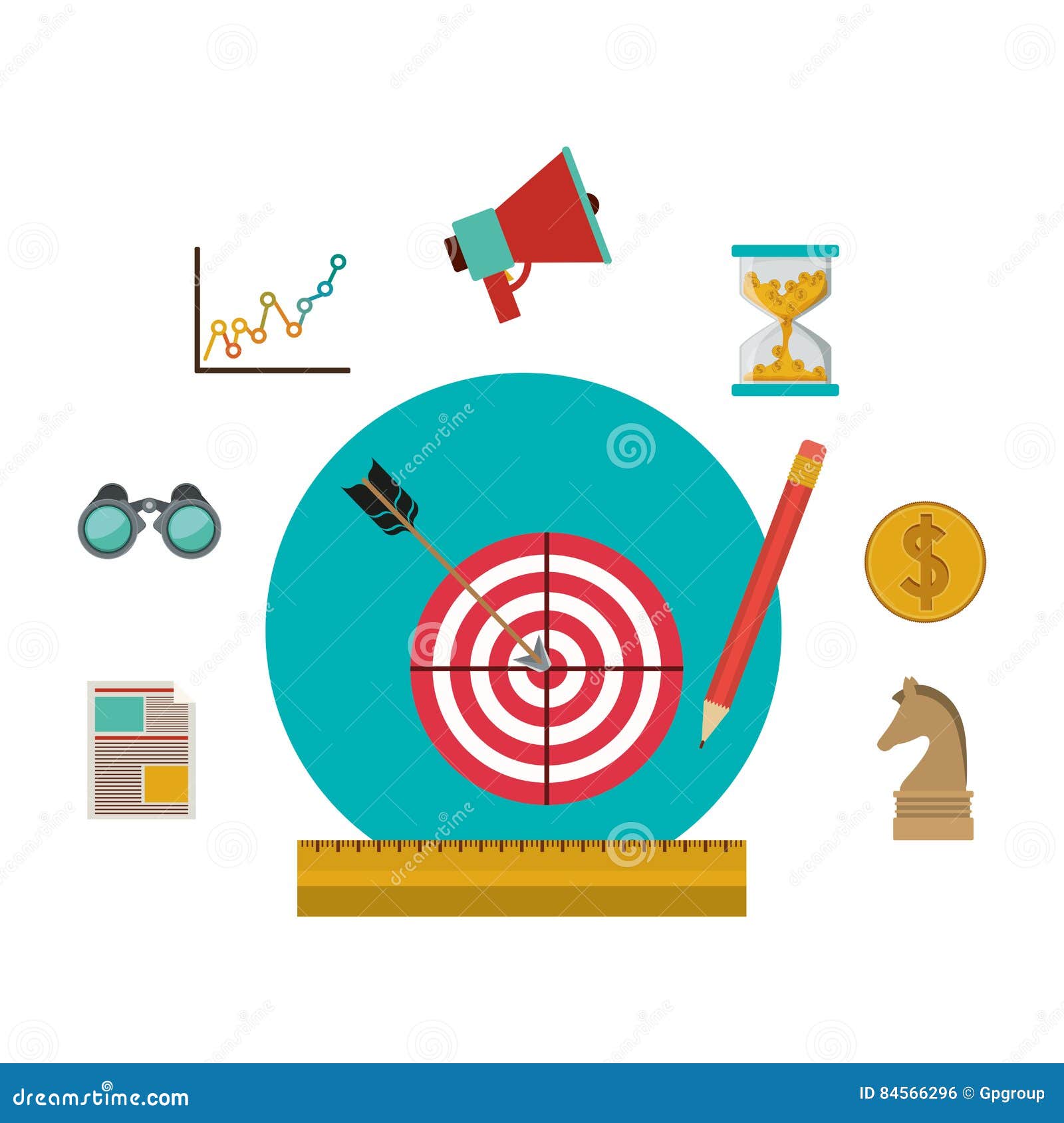Target and Social Media Icon Set Stock Vector - Illustration of ...
