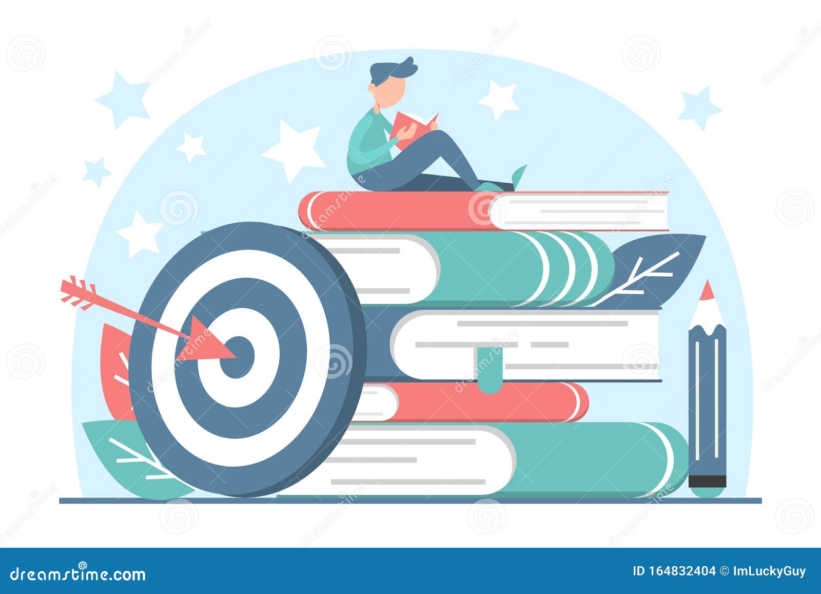 Target Standing at the Book Stack Vector Isolated Stock Illustration ...