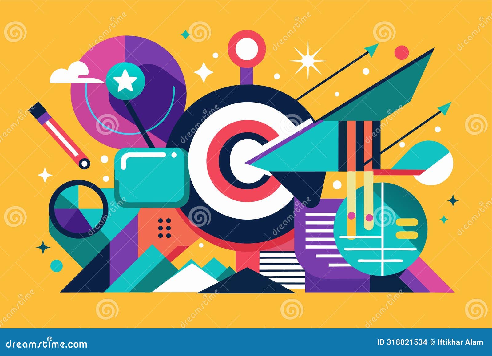 Target Surrounded by Various Colorful Objects in an Illustration ...