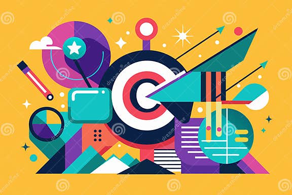 Target Surrounded by Various Colorful Objects in an Illustration ...