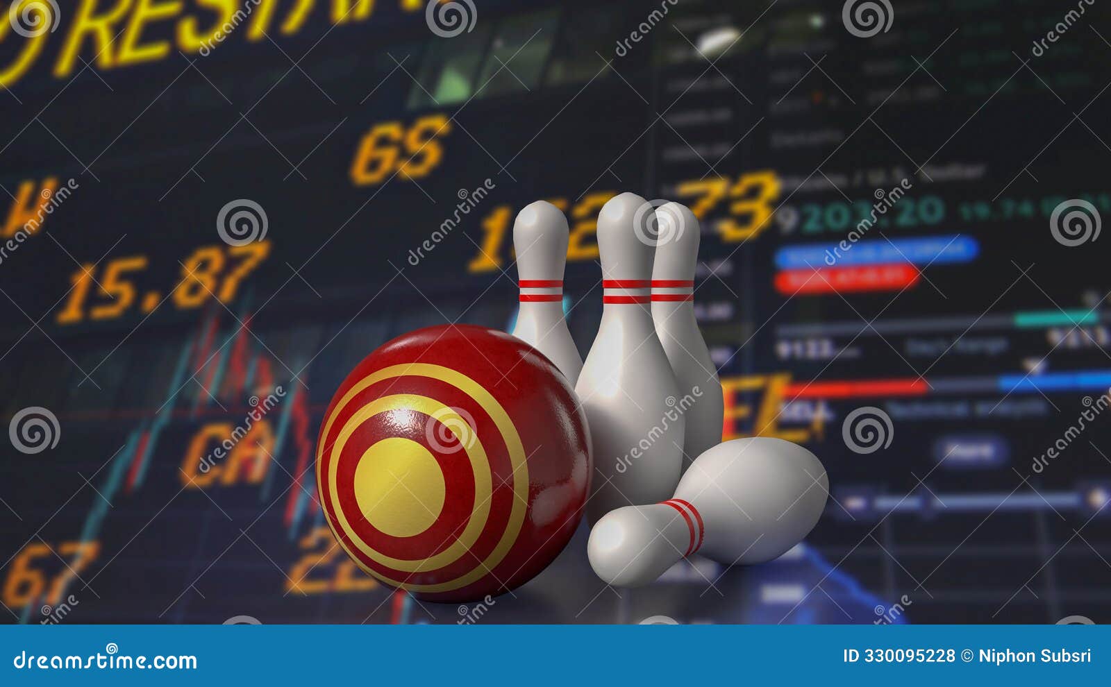 The Target Symbol on Ball and Bowling Pin for Business Concept 3d ...