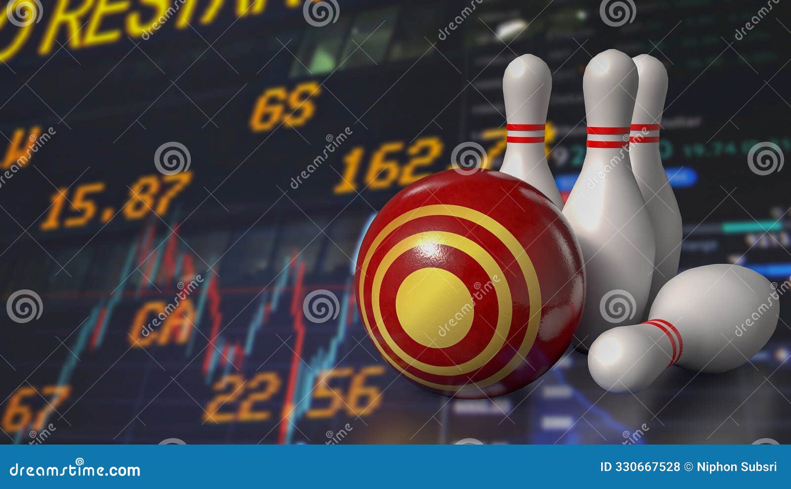 The Target Symbol on Ball and Bowling Pin for Business Concept 3d ...