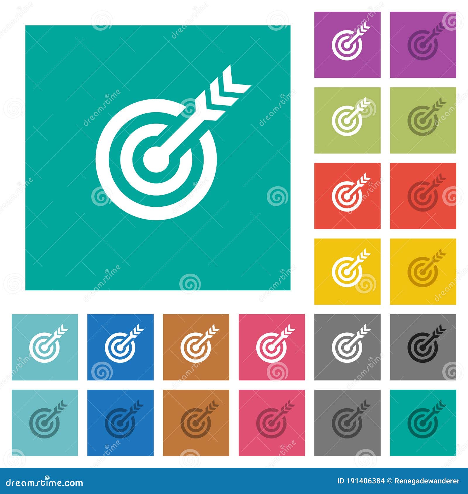 Target Table with Arrow Square Flat Multi Colored Icons Stock Vector ...