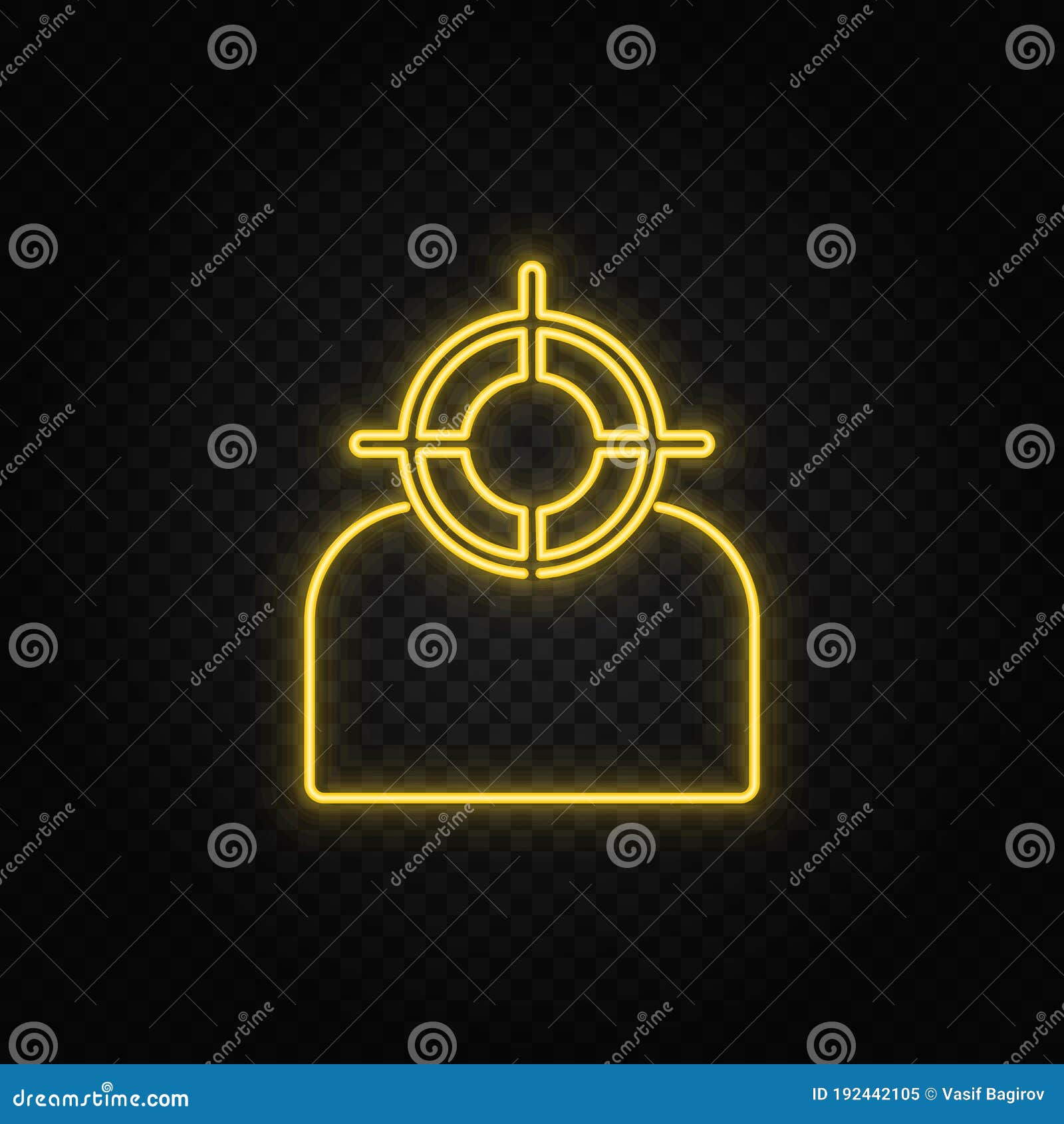 Target, User Yellow Neon Icon .Transparent Background. Yellow Neon ...
