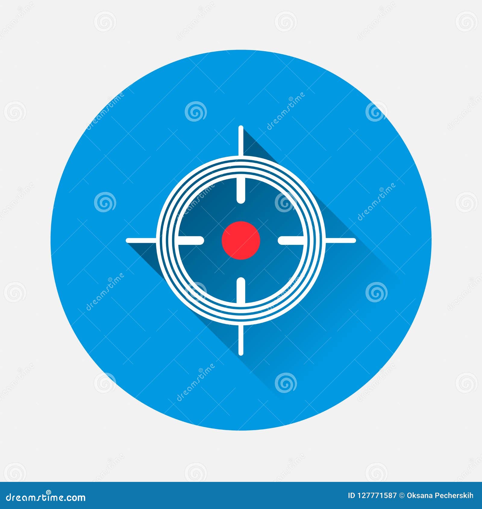 Target Vector Icon on Blue Background. Flat Image Symbol of the Stock ...