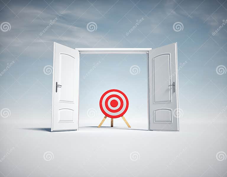 Target Visible through an Open Door, Direct Aim Stock Illustration ...