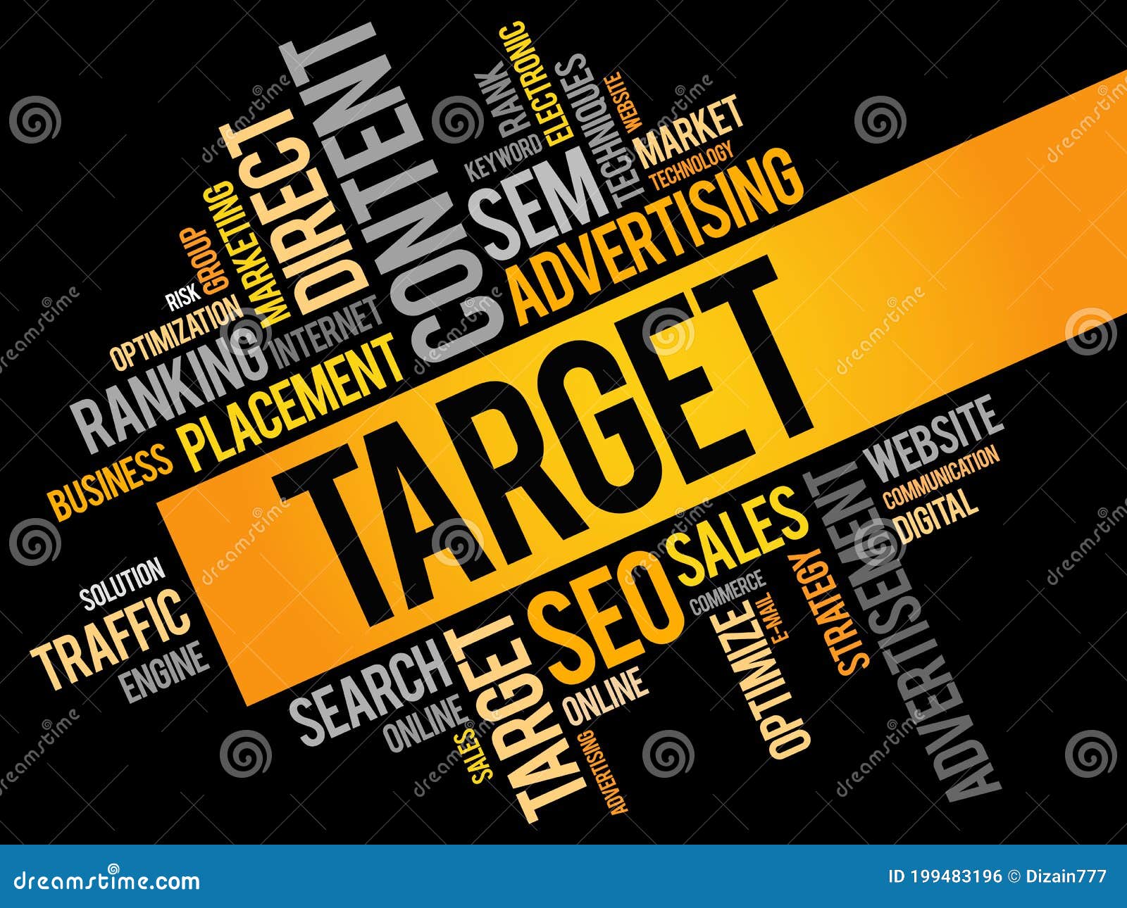 TARGET word cloud stock illustration. Illustration of collage - 199483196