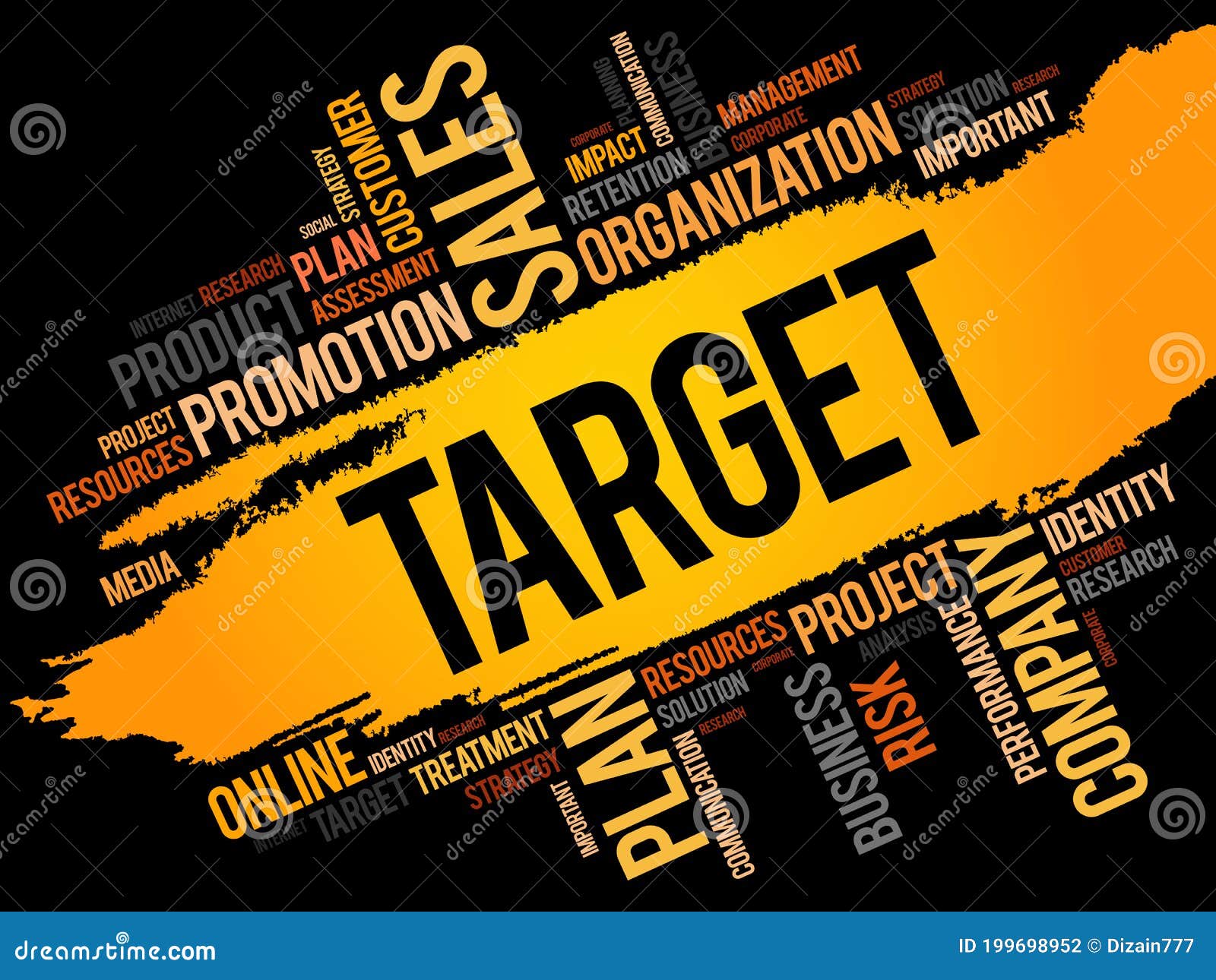 Target word cloud stock illustration. Illustration of challenge - 199698952