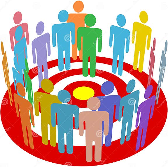 Targeted Marketing People Group on Target Stock Vector - Illustration ...
