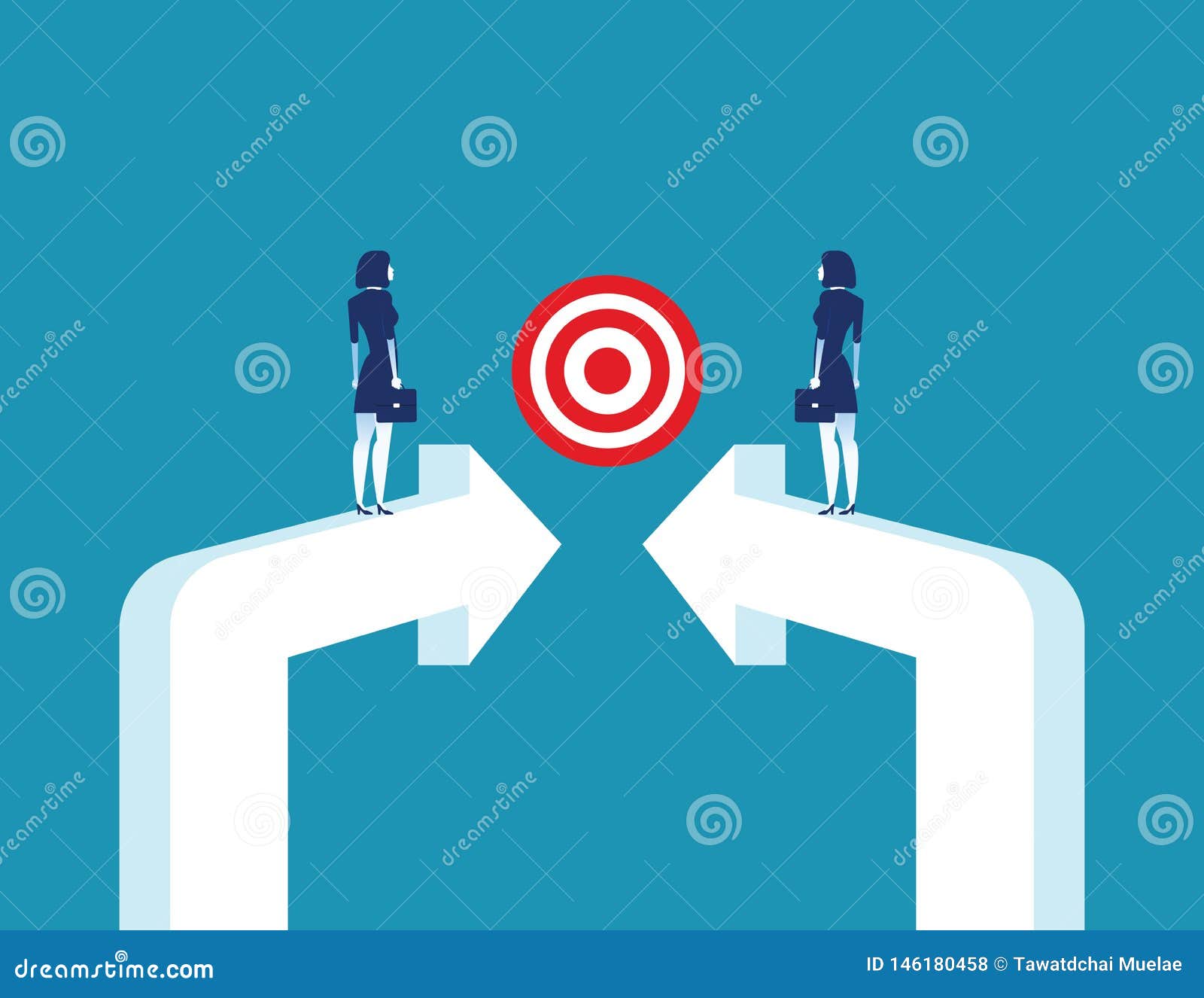 Targeted Together. Business Partnership and Target Stock Vector ...