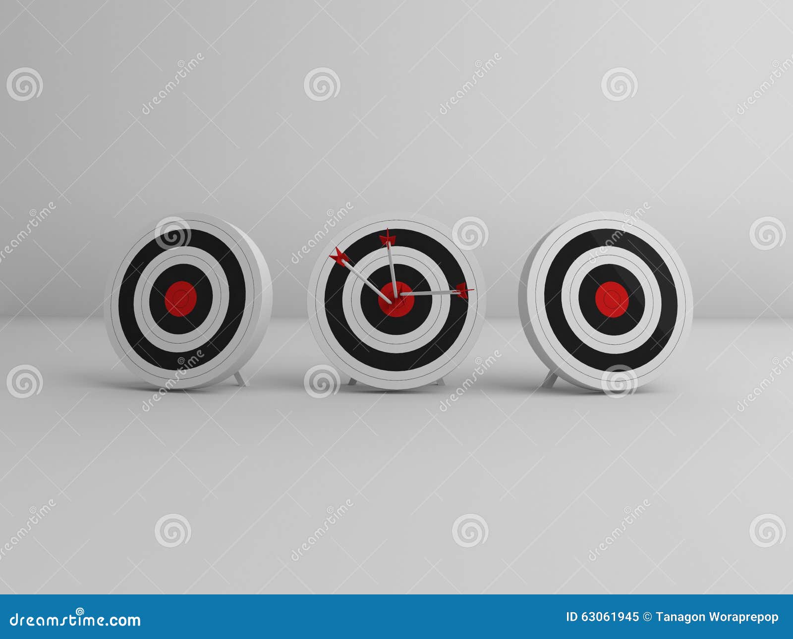 3 Targets with 3 Arrows in the Middle Stock Illustration - Illustration ...