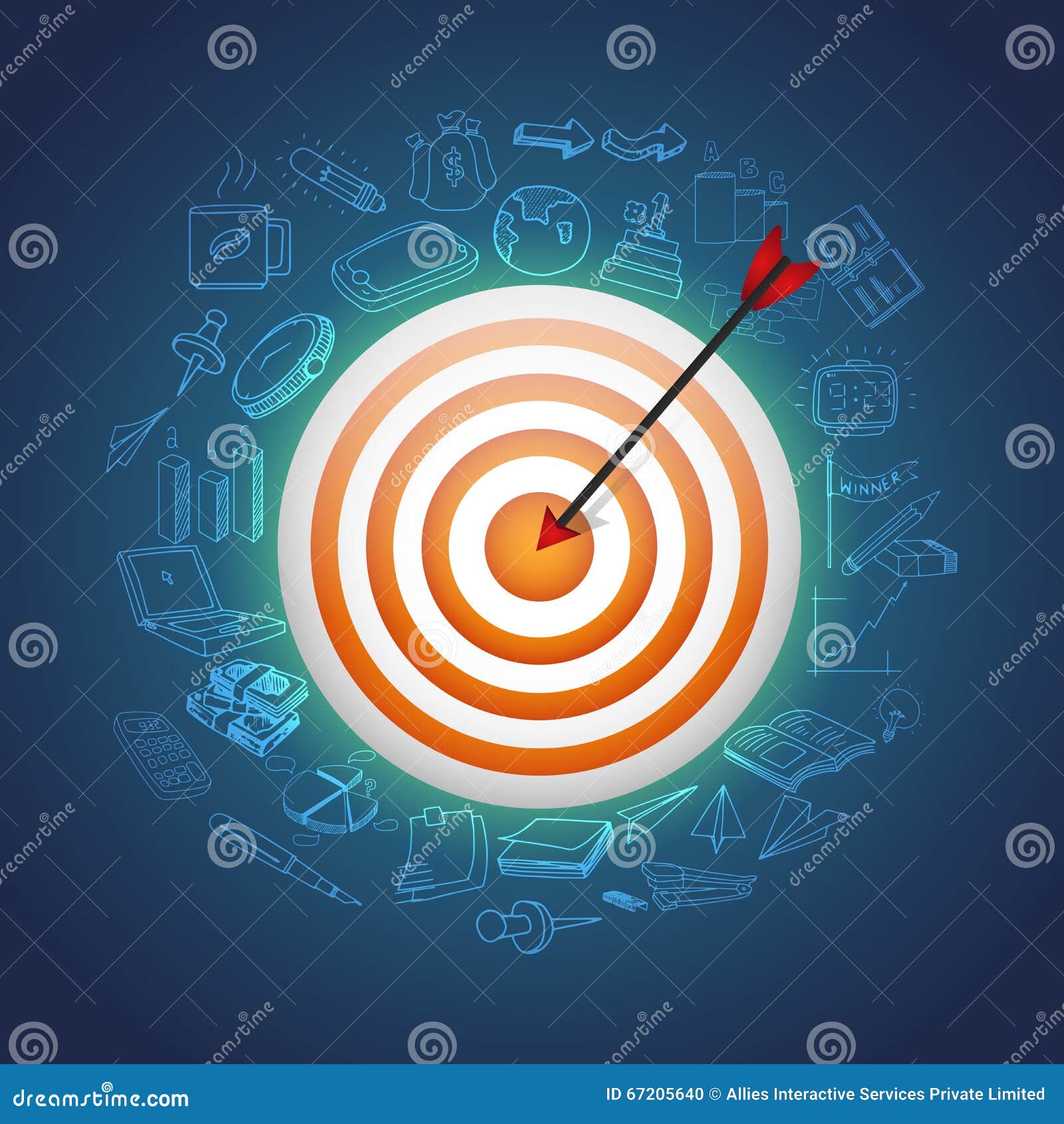 Targets with Hitting Darts for Business Concept. Stock Illustration ...