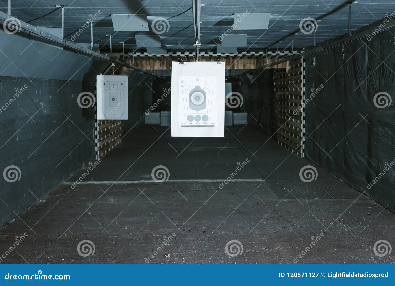 Targets for Shooting in Empty Stock Image - Image of copy, indoors ...
