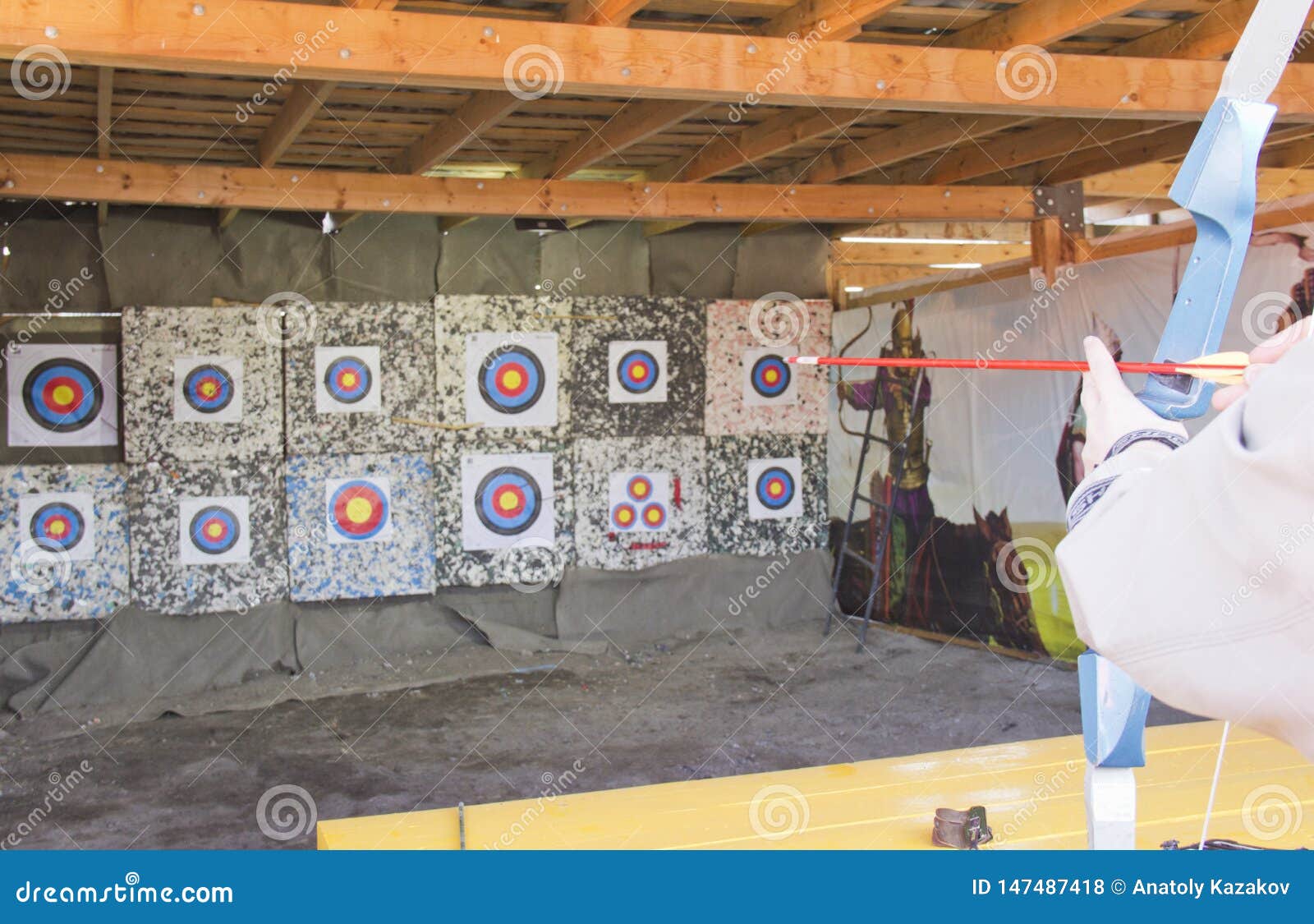 Targets At A Bow Shooting Range With Arrows In Them Royalty-Free Stock ...