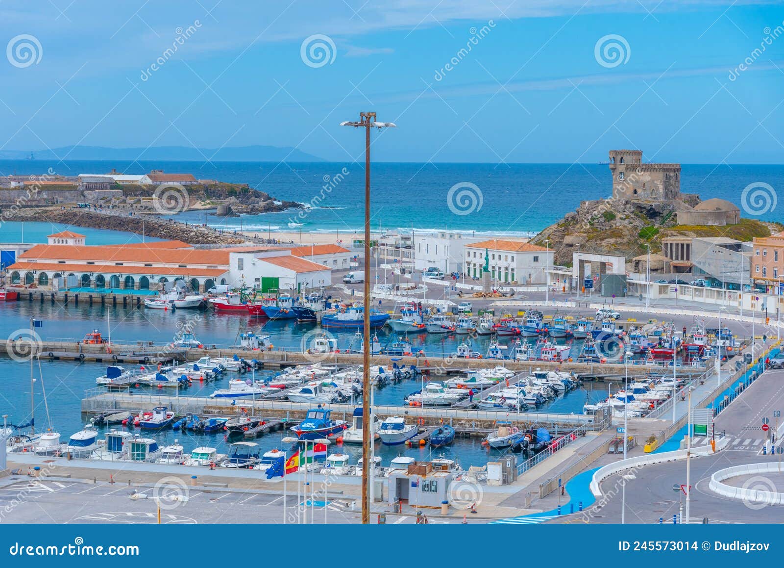 Tarifa, Spain, May 23, 2021: Aerial View of Port in Tarifa, Spai ...