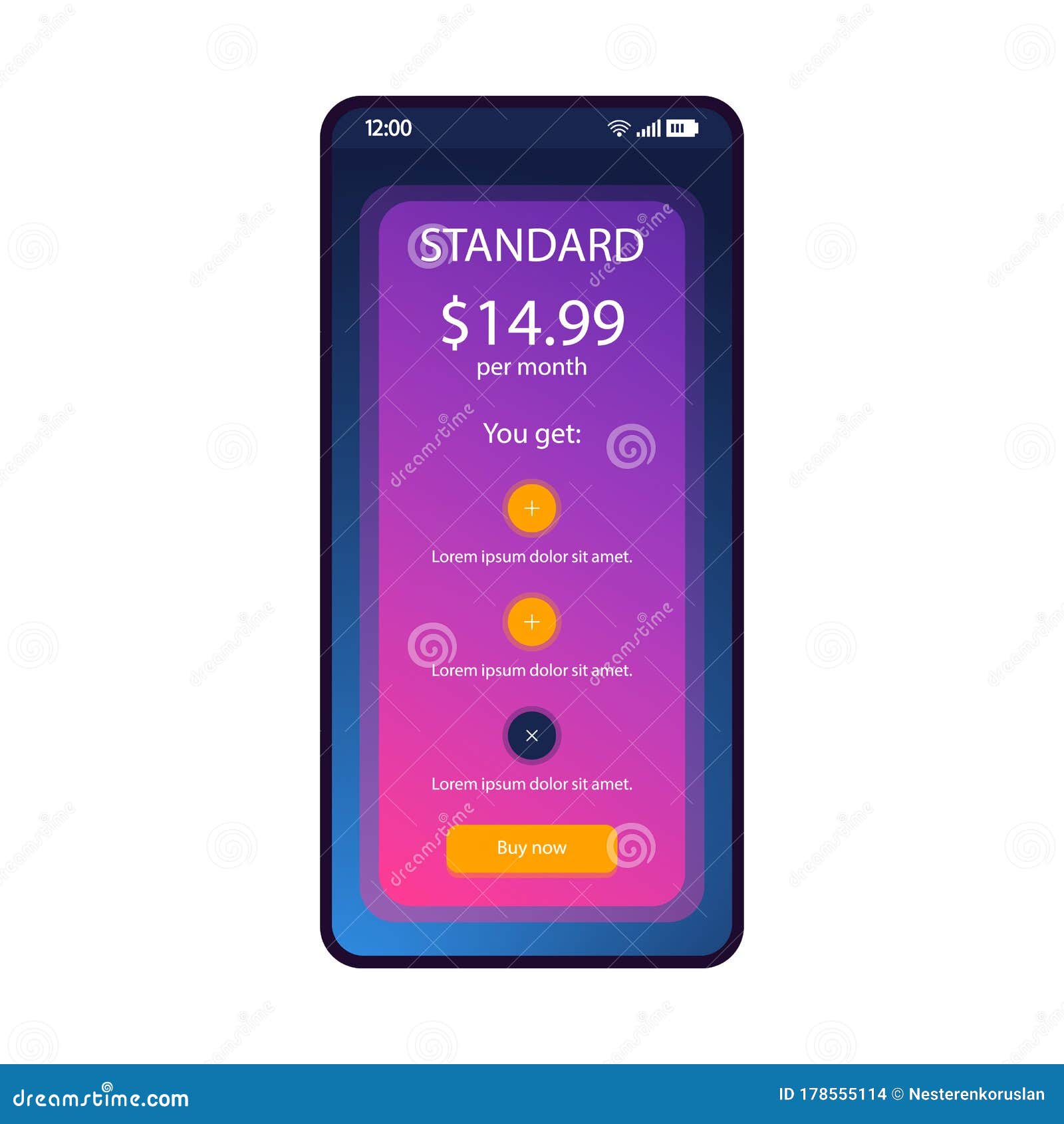 Tariff Plan Smartphone Interface Vector Template Stock Vector ...