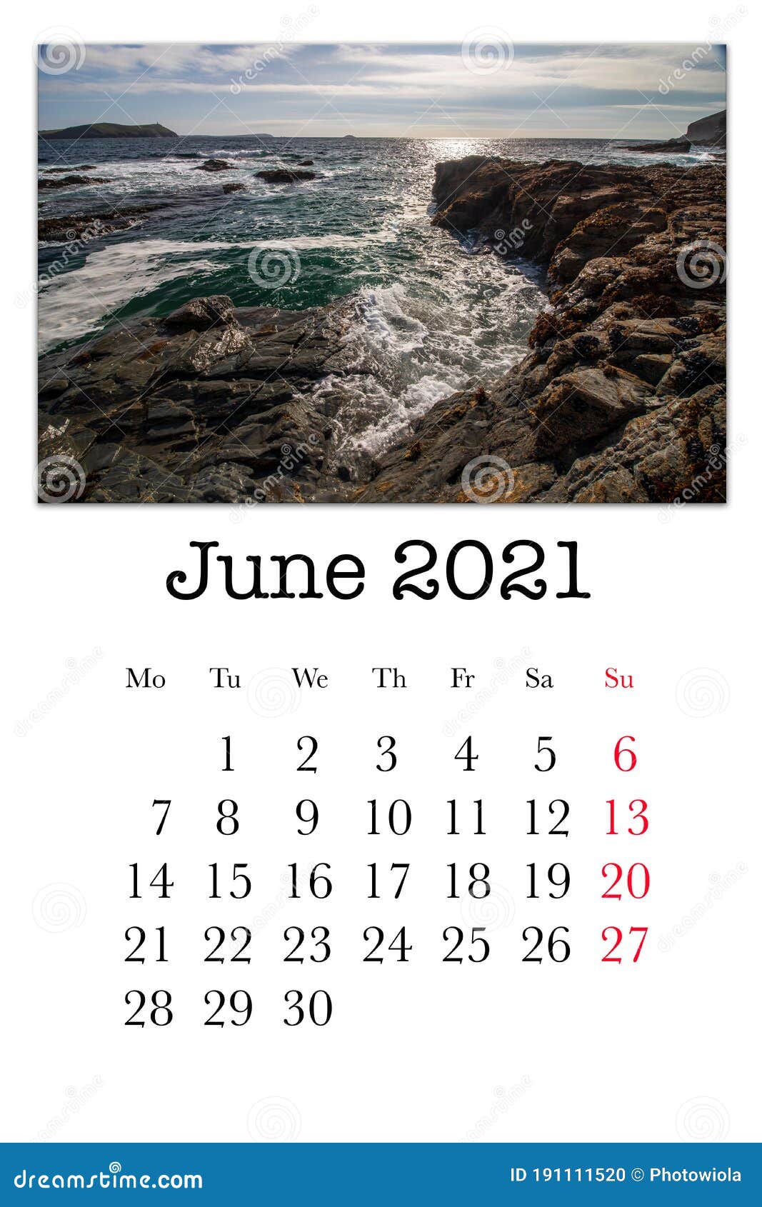 Tarjeta De Calendario Para El Mes De Junio Imagen editorial - Imagen de ...