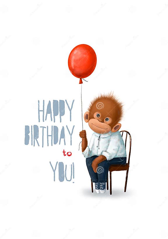 Tarjeta De Cumpleaños Con Mono Lindo Y Acuarela De Globo Acuarela ... Tarjeta De Cumpleaños Con Mono Lindo Y Acuarela De Globo Acuarela ...