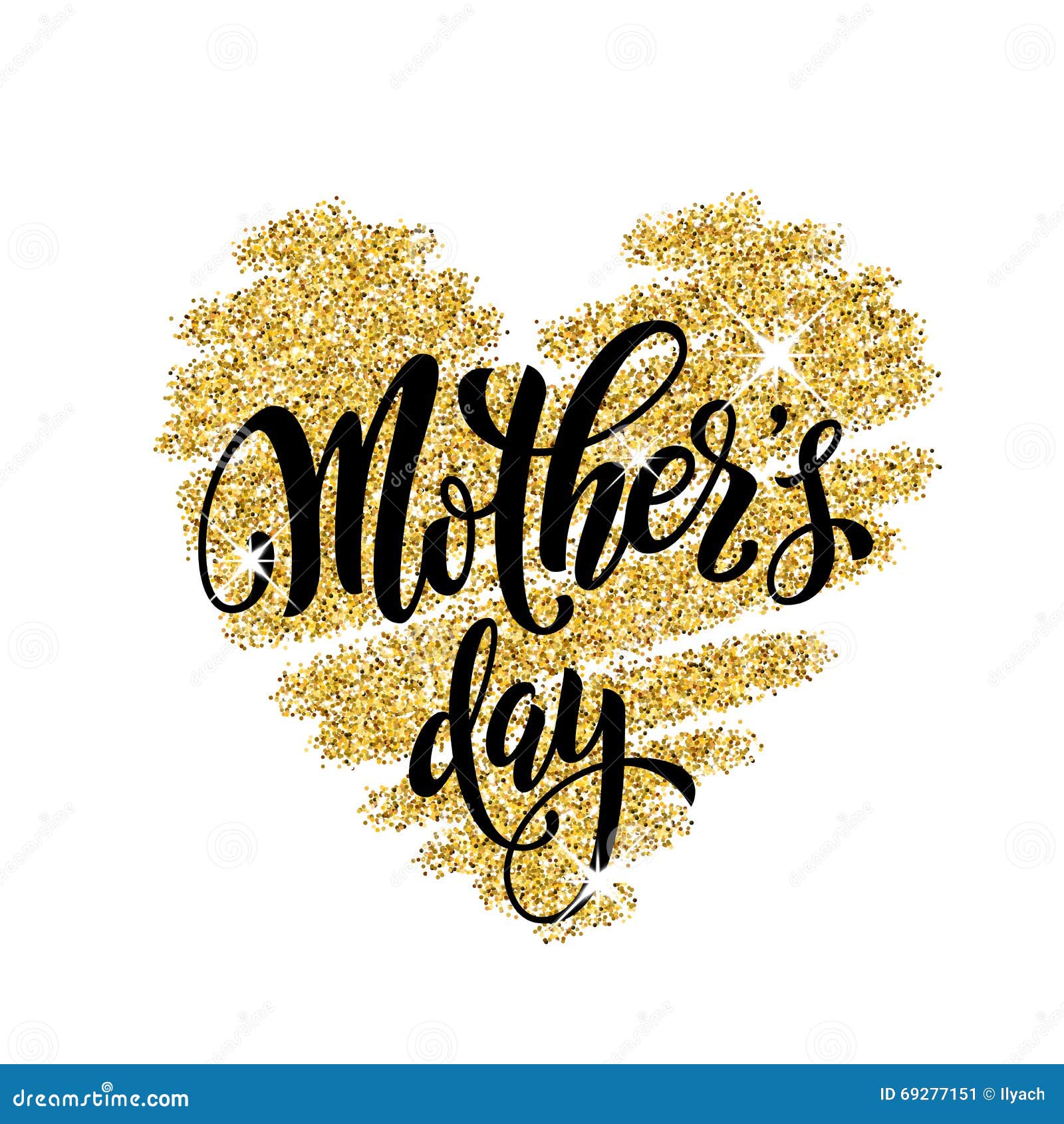 Tarjeta De Felicitación Del Día De Madres Con El Corazón Del Brillo Del