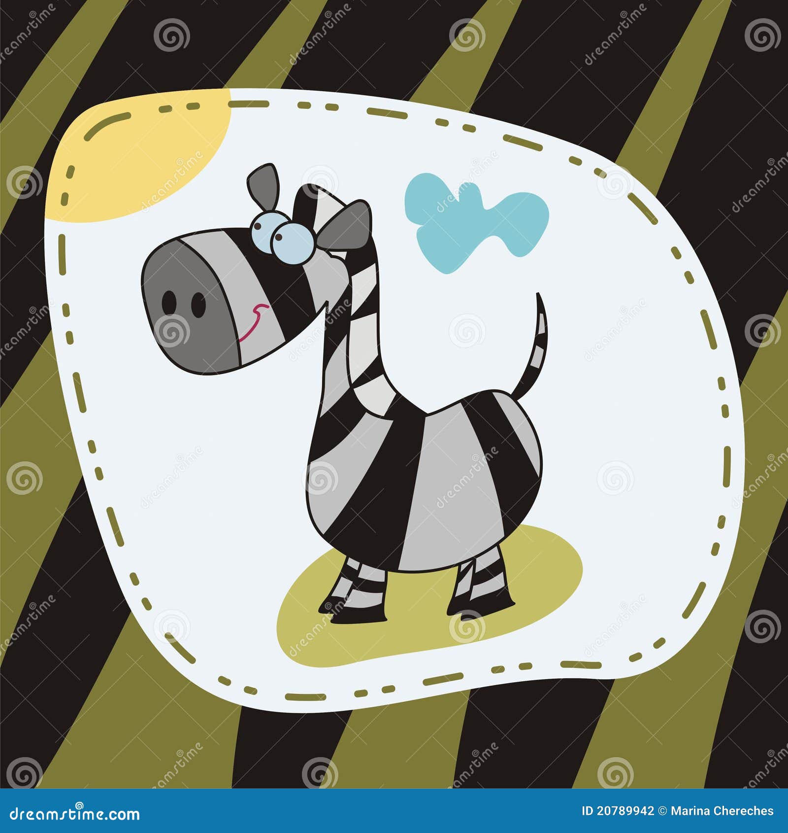 Tarjeta de la cebra ilustración del vector. Ilustración de travieso ...
