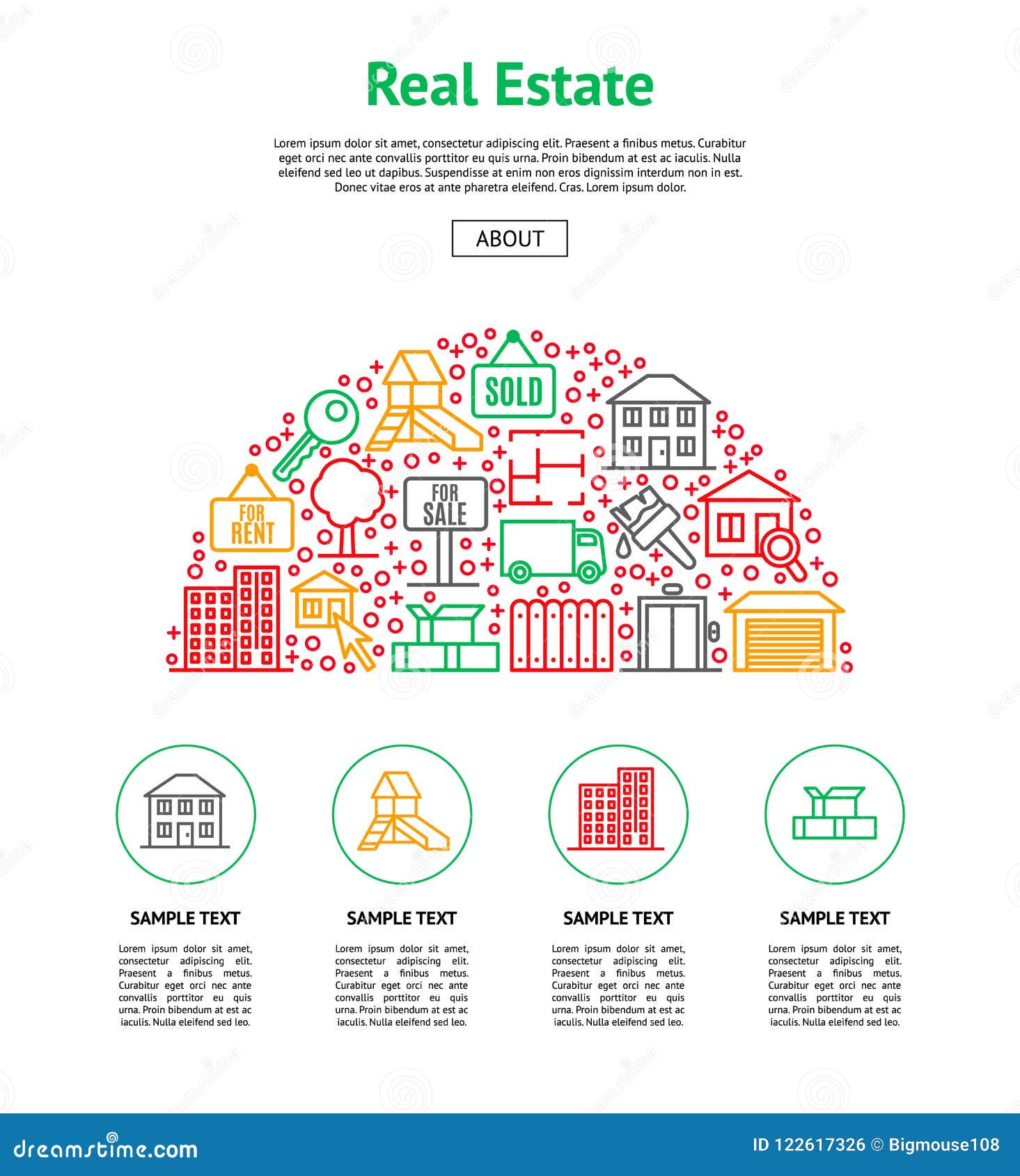 Tarjeta De Las Propiedades Inmobiliarias Vector Ilustración del Vector ...