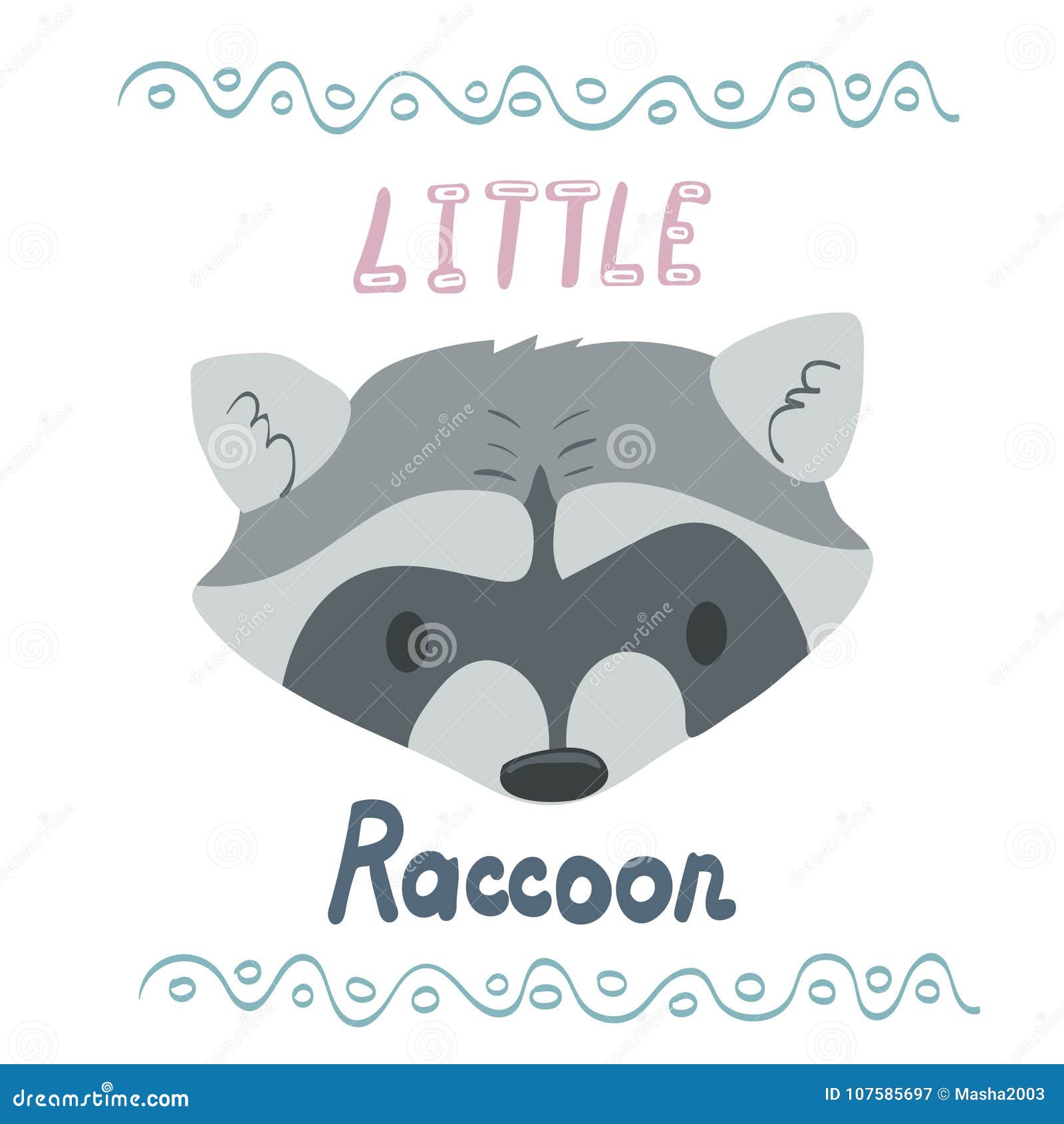 Tarjeta De Letras Con El Retrato Del Mapache Ilustración del Vector ...